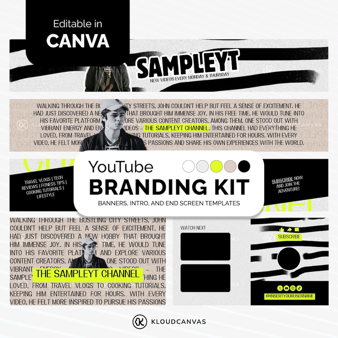 Youtube Branding Kit, Brand Kit for Content Creator, YT Banner, Intro ...