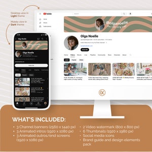 Youtube Branding Kit Brown, Brand Kit for Content Creator, Youtube ...