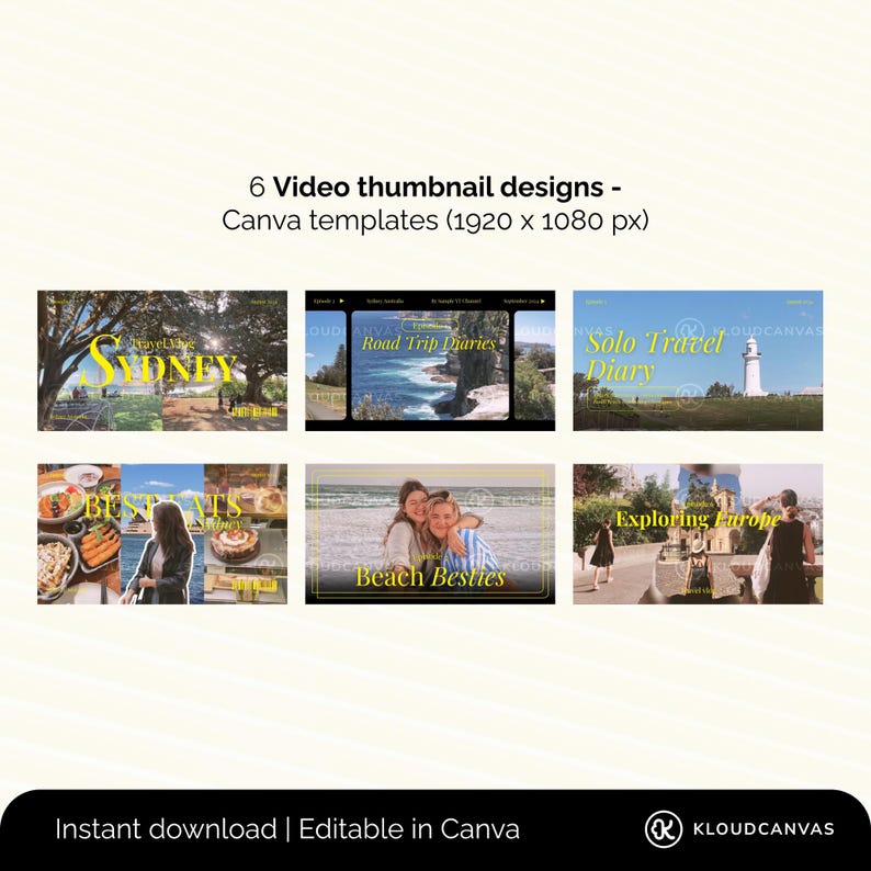 Youtube Thumbnail Template Trendy Aesthetic, Branding Kit for Content ...