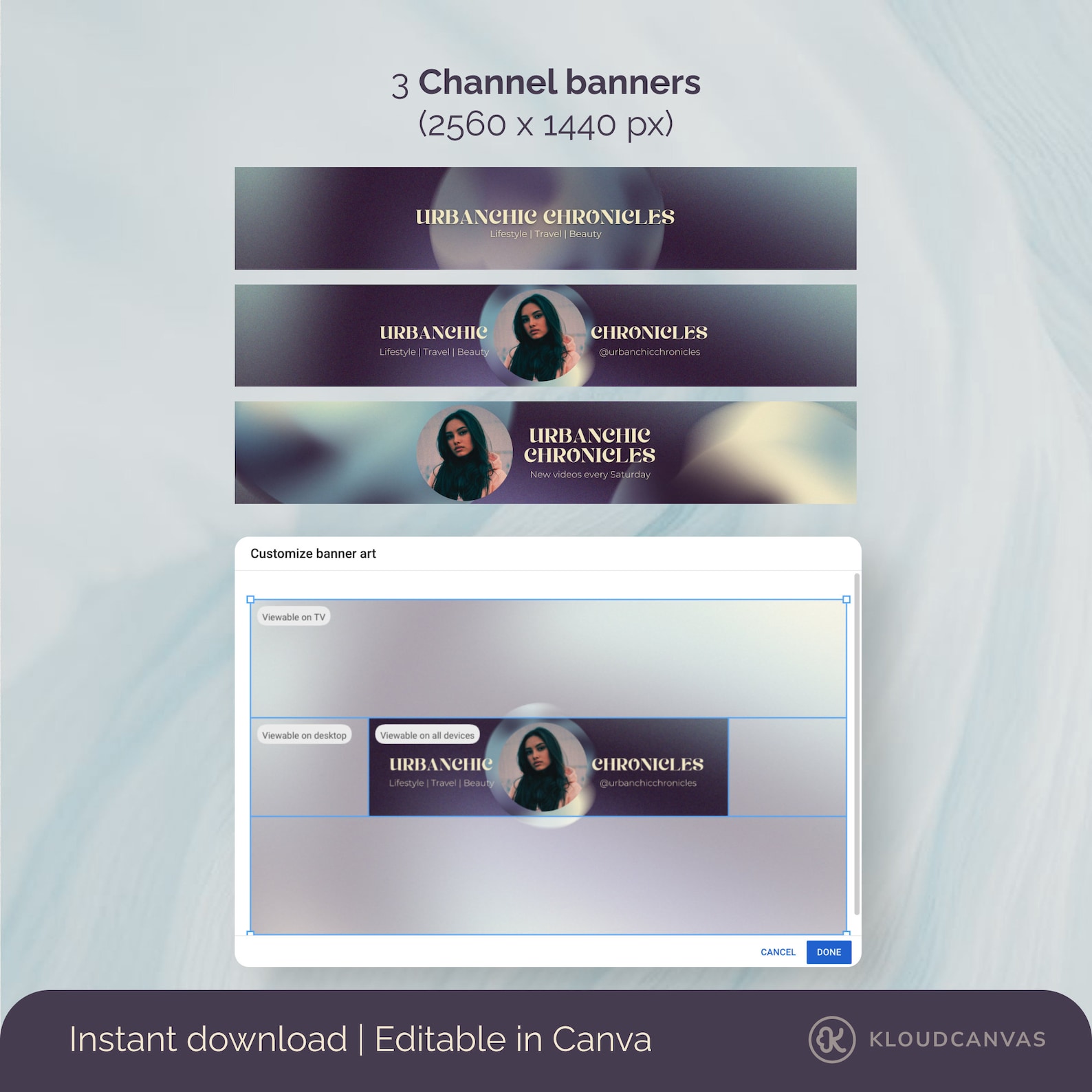 Youtube Branding Kit Minimal Gradient in Blue, Brand Kit for Content ...