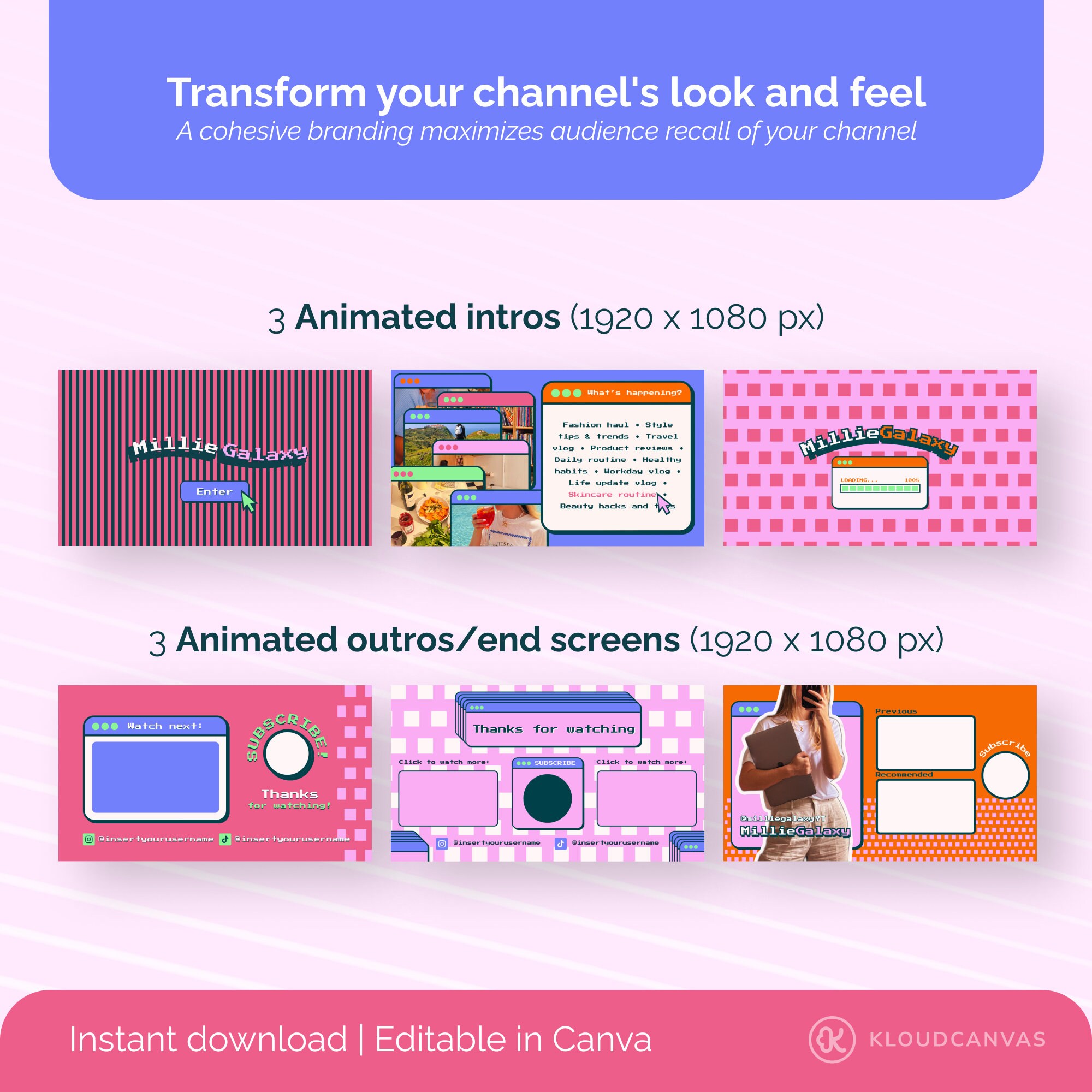 Youtube Branding Kit Bold UI Window Aesthetic, Brand Kit for Content ...