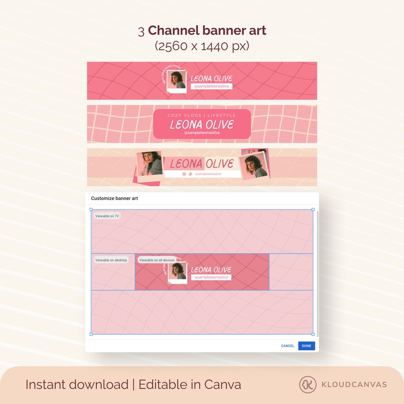 Youtube Branding Kit Cute Pink, Brand Kit for Content Creator, Youtube ...