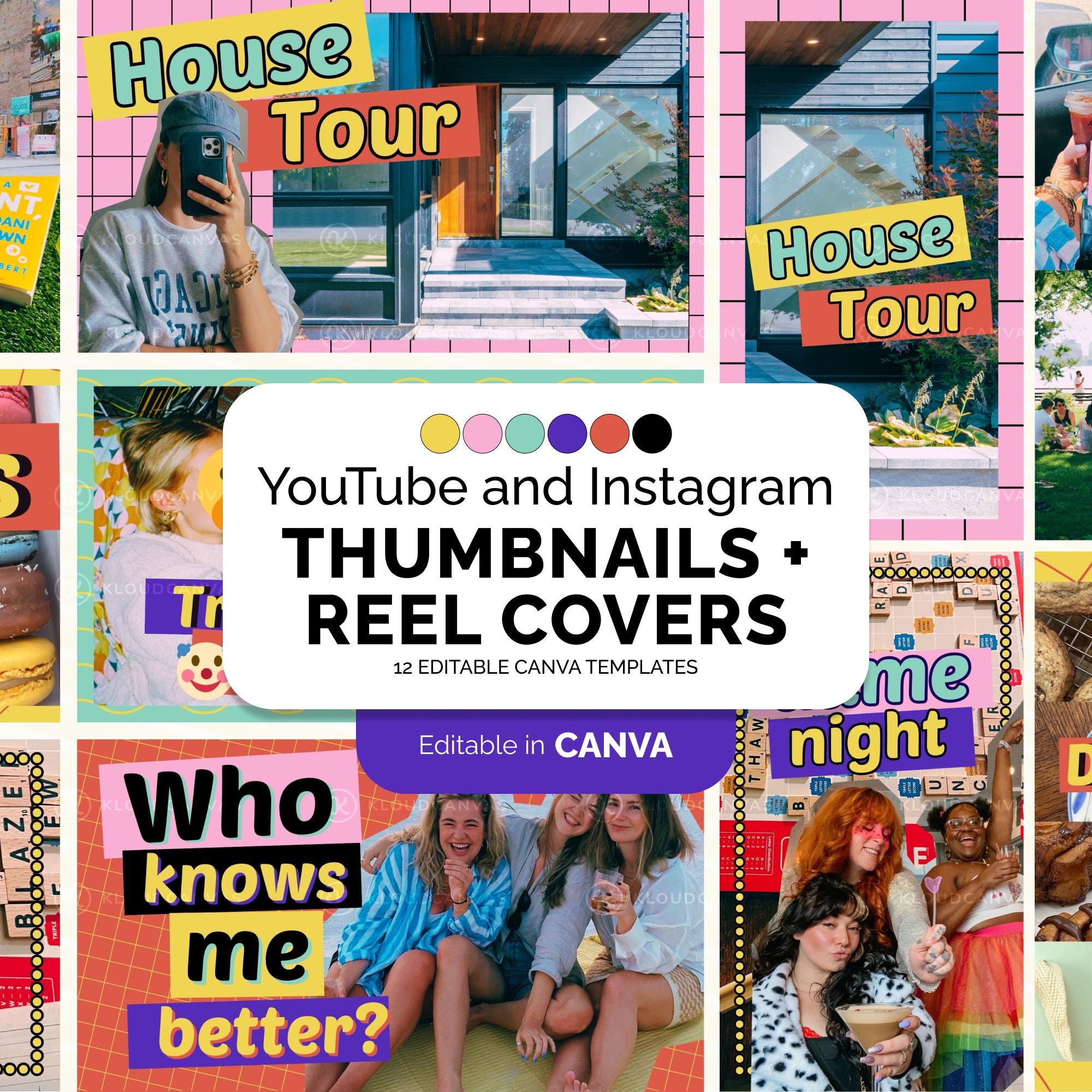 Youtube Thumbnail Template, Instagram Reel Video Cover, Branding Kit ...