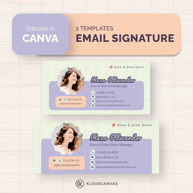 Email Signature Template, Editable in Canva, Gmail Signature Design for ...