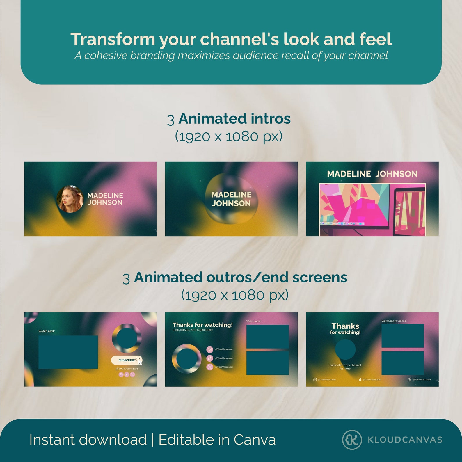 Youtube Branding Kit Minimal Gradient in Bold Palette, Brand Kit for ...