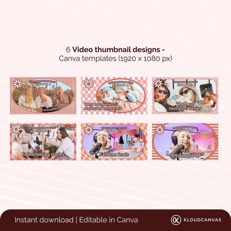 Youtube Thumbnail Template Lifestyle Podcast Episodes, Branding Kit for ...