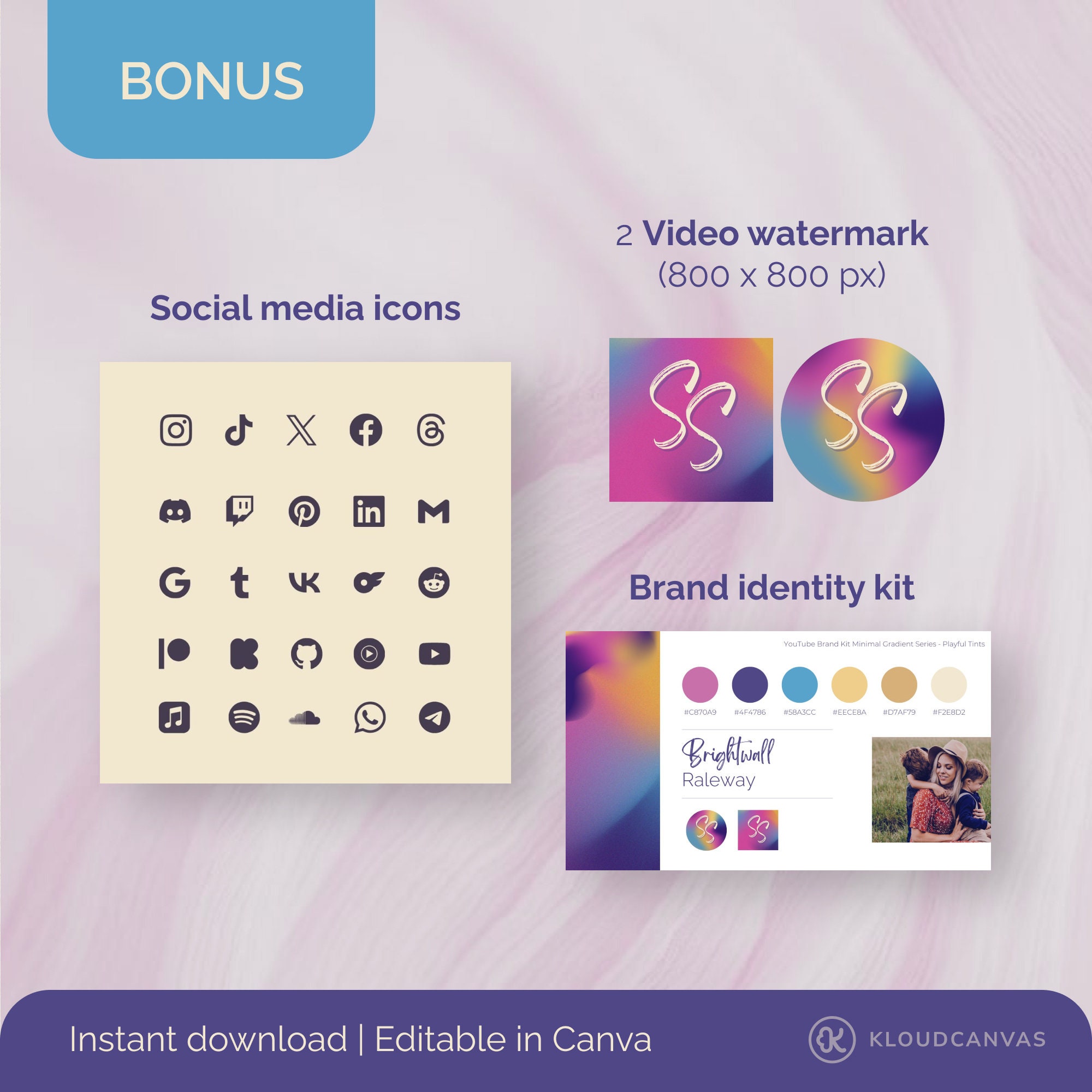 Youtube Branding Kit Minimal Gradient in Playful Colors, Brand Kit for ...