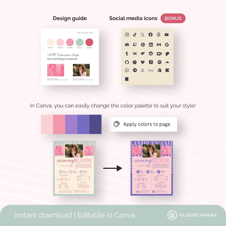 1-page Influencer Media Kit Template for UGC Content Creator, Social ...