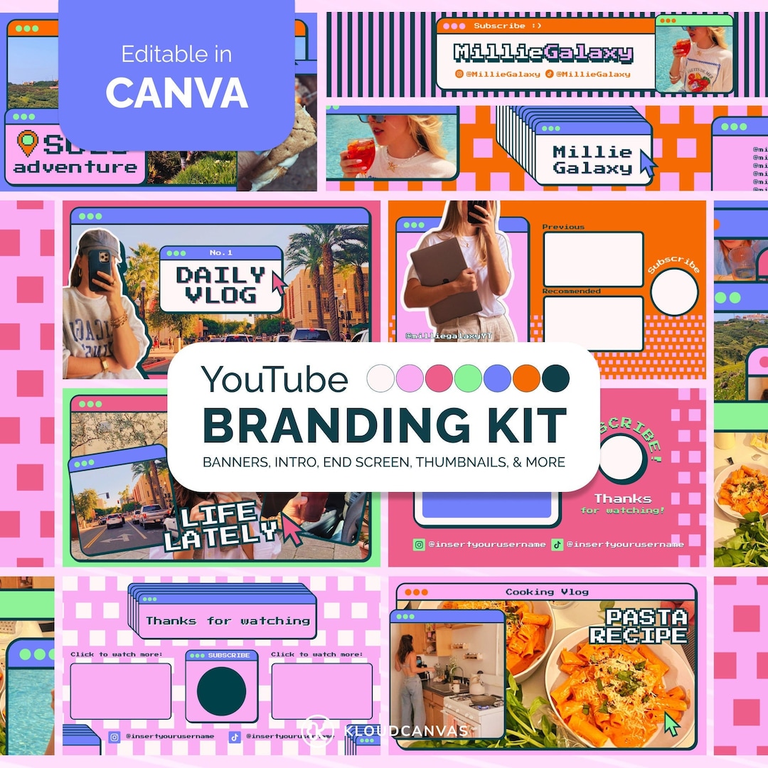 Youtube Branding Kit Bold UI Window Aesthetic, Brand Kit for Content ...