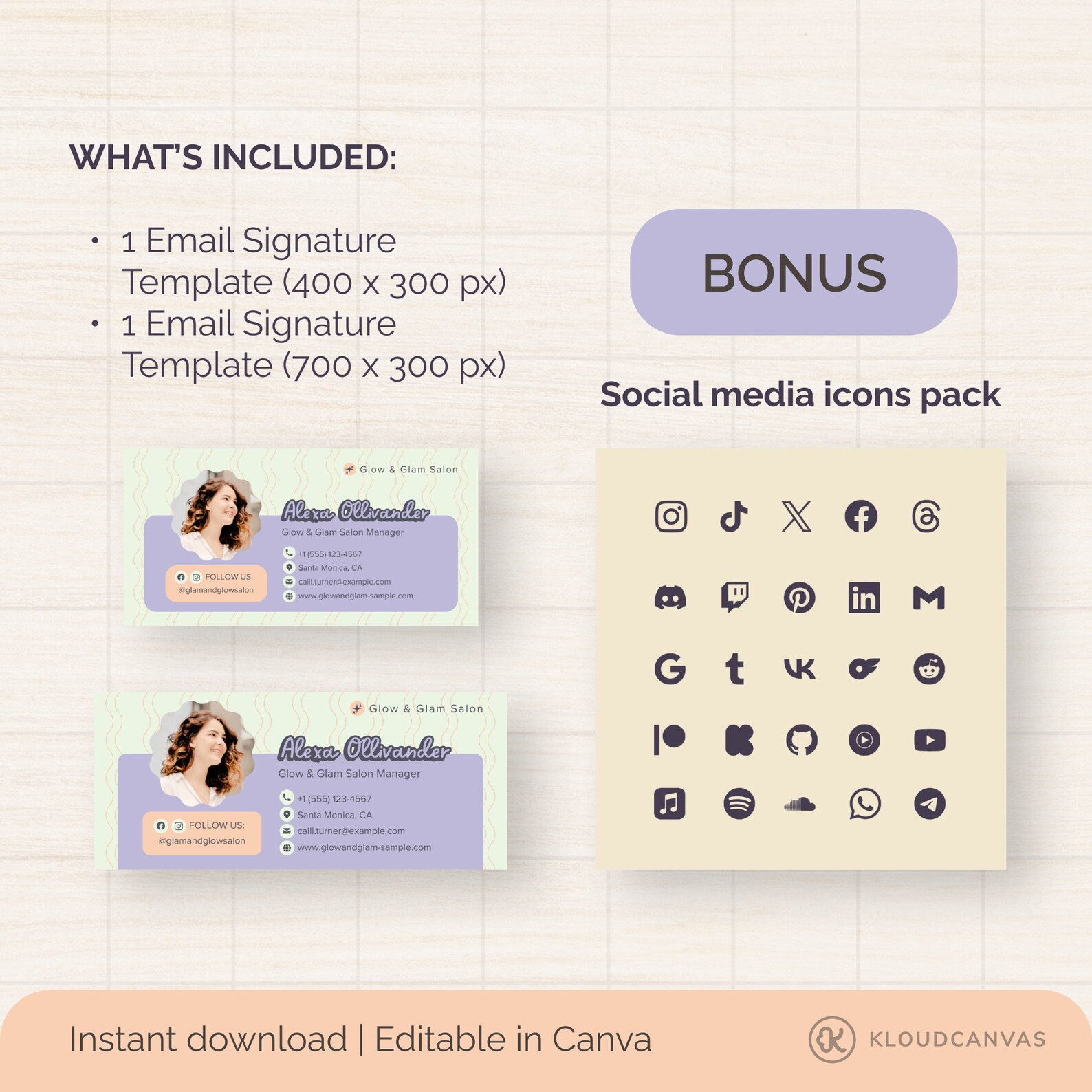 Email Signature Template, Editable in Canva, Gmail Signature Design for ...