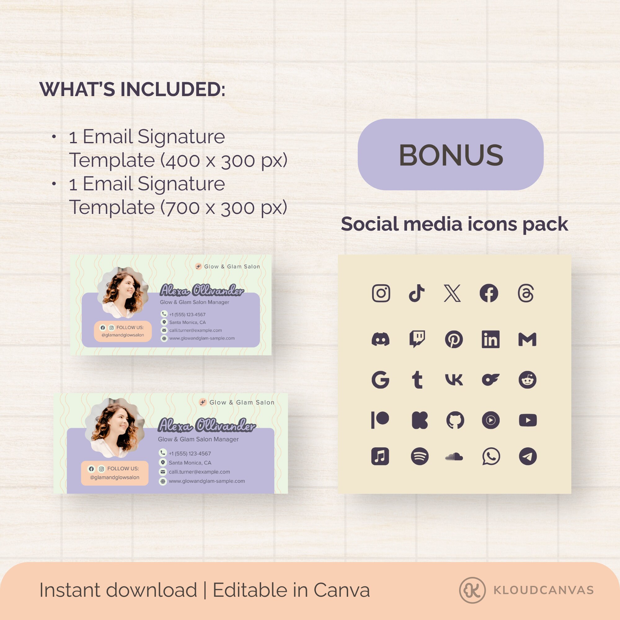 Email Signature Template, Editable in Canva, Gmail Signature Design for ...