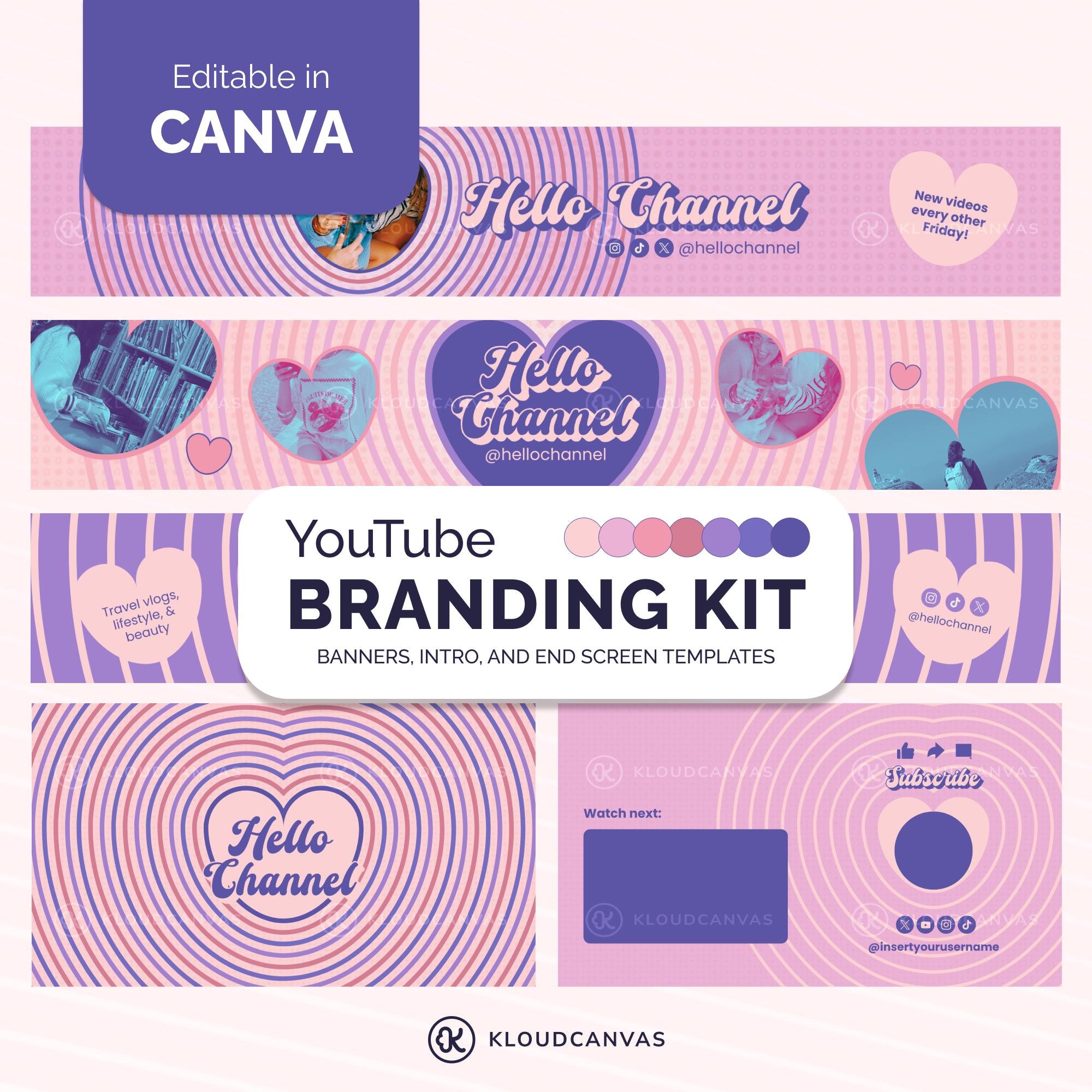 Youtube Branding Kit, Brand Kit for Content Creator, YT Banner Template ...