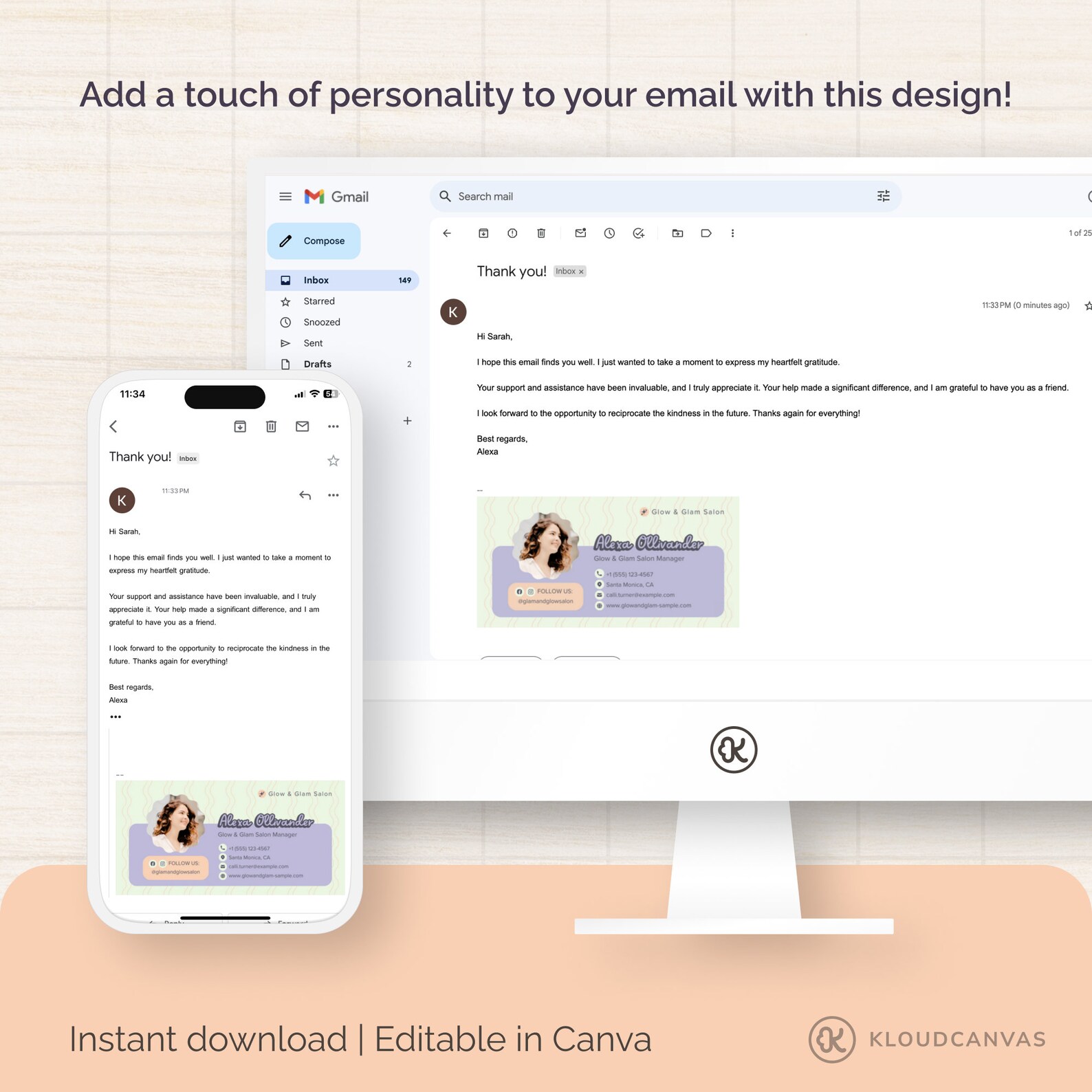 Email Signature Template, Editable in Canva, Gmail Signature Design for ...