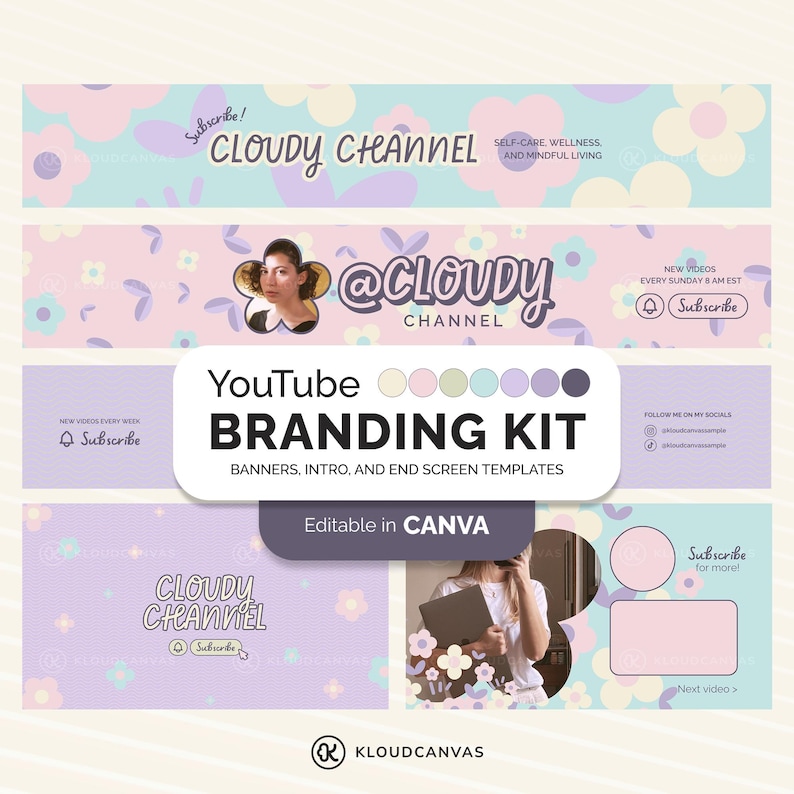 Youtube Branding Kit for Content Creator, Banner Template, Animated Intro Outro End Screen, DIY ...
