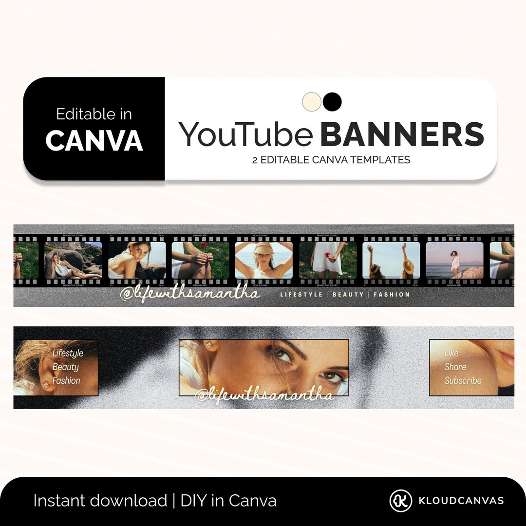 Youtube Banner Template, Vlog Channel Banner Art, Minimalist Simple ...
