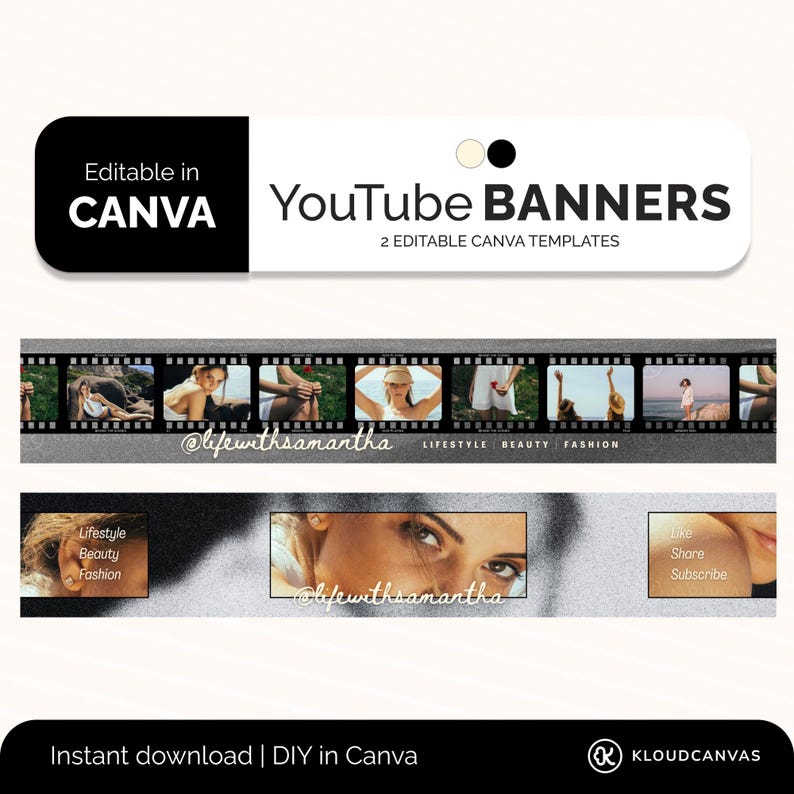 Youtube Banner Template, Vlog Channel Banner Art, Minimalist Simple ...