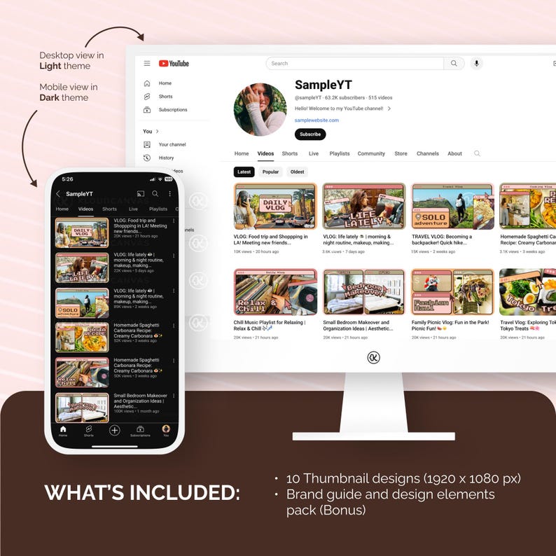 Youtube Thumbnail Template, Branding Kit for Content Creator, Lifestyle ...