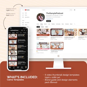 Youtube Thumbnail Template Lifestyle Podcast Episodes, Branding Kit for ...