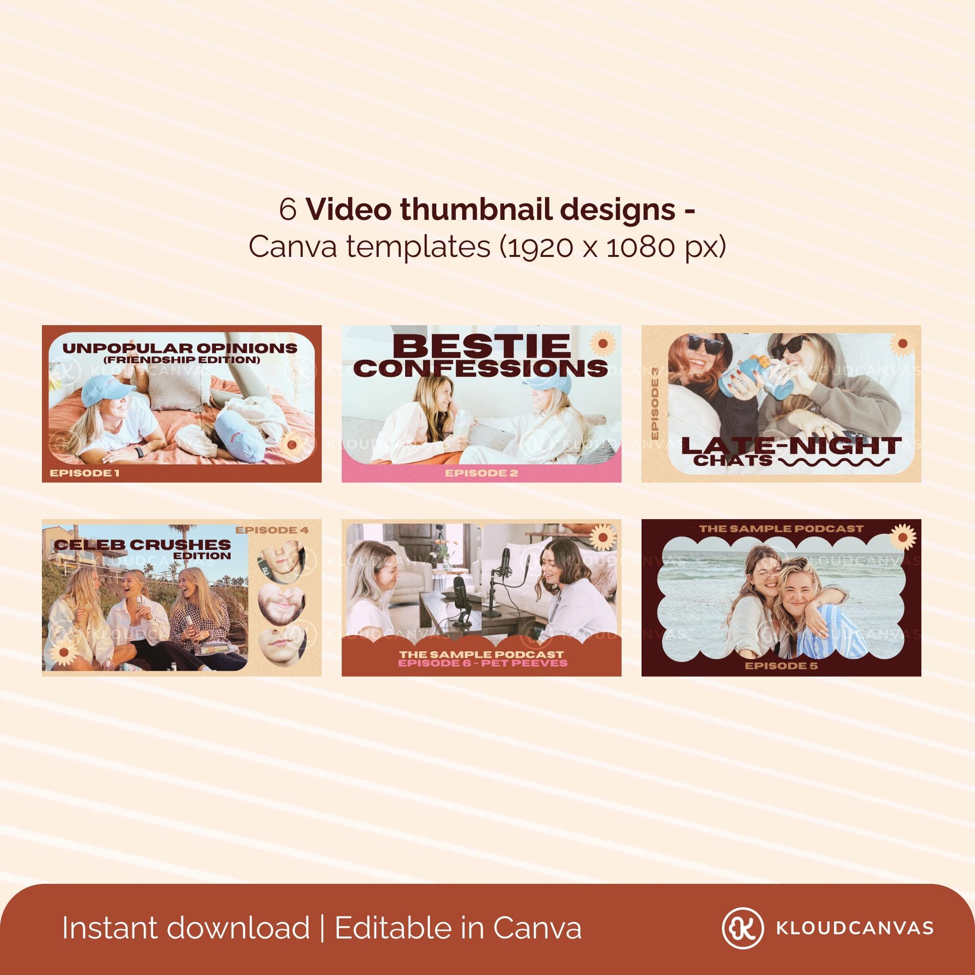 Youtube Thumbnail Template Lifestyle Podcast Episodes, Branding Kit for ...