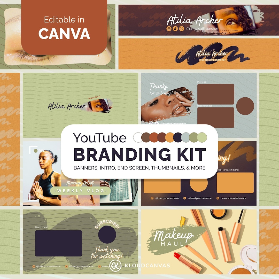Youtube Branding Kit Nostalgia Charm, Brand Kit for Content Creator ...