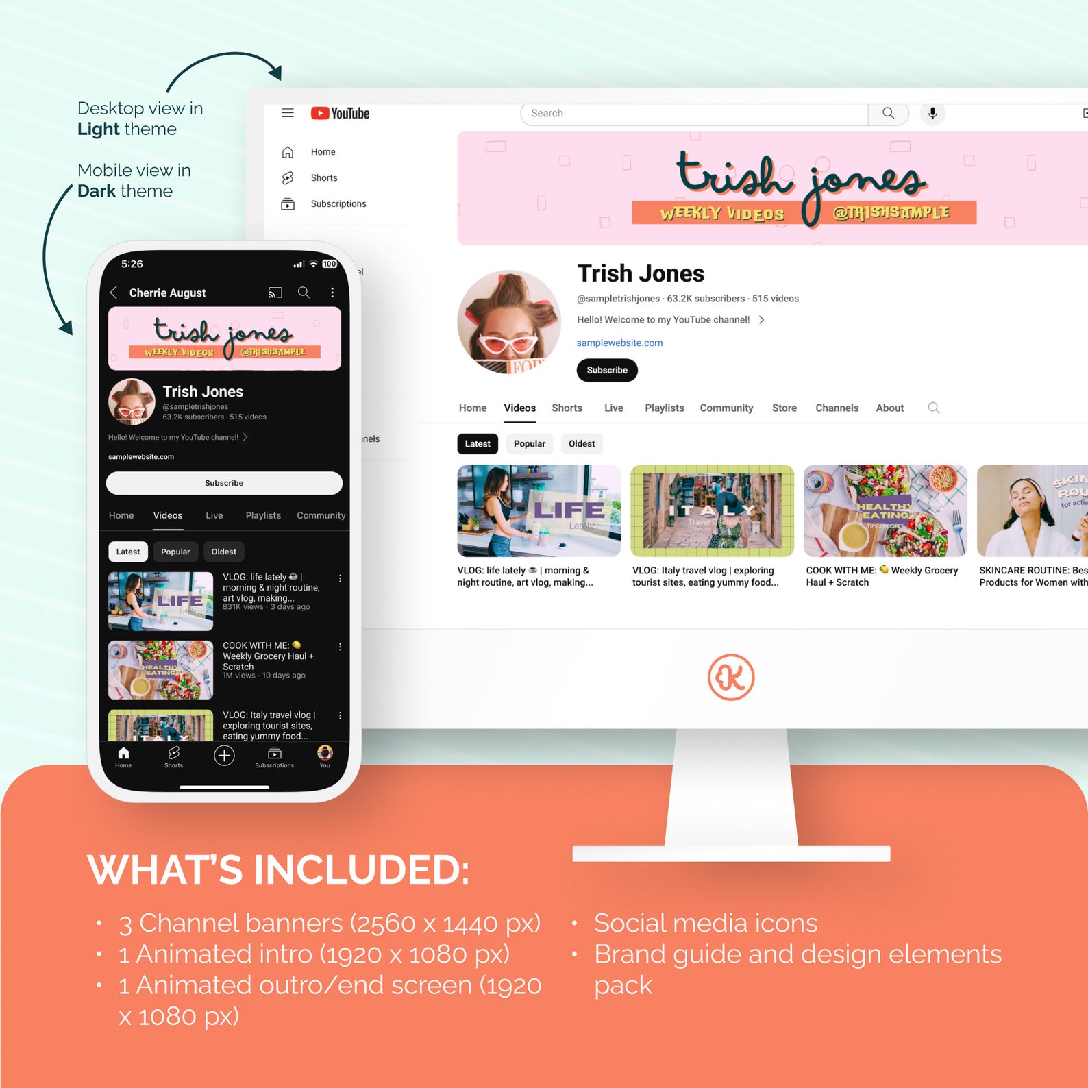 Youtube Branding Kit Abstract, Brand Kit for Content Creator, YT Banner ...