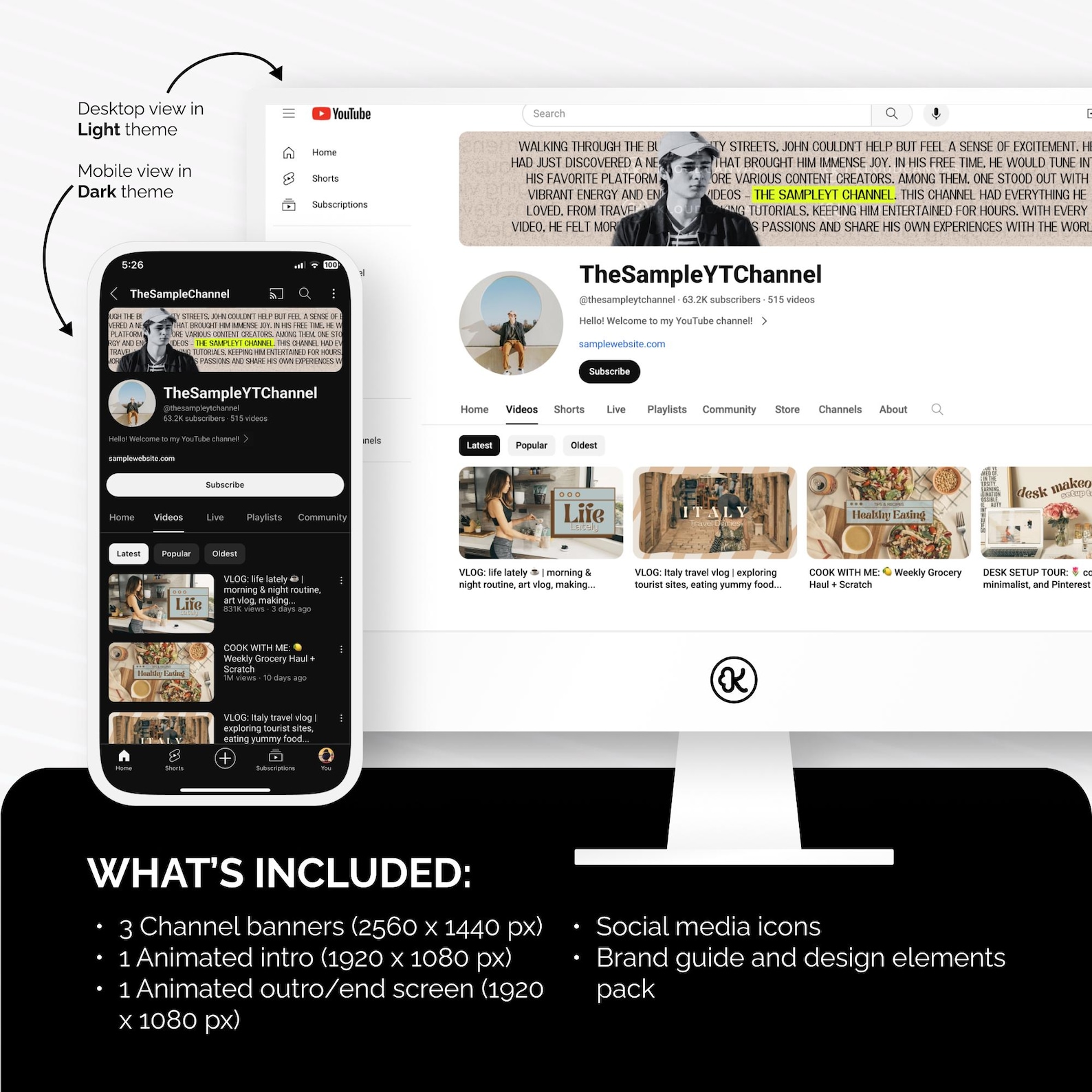 Youtube Branding Kit, Brand Kit for Content Creator, YT Banner, Intro ...