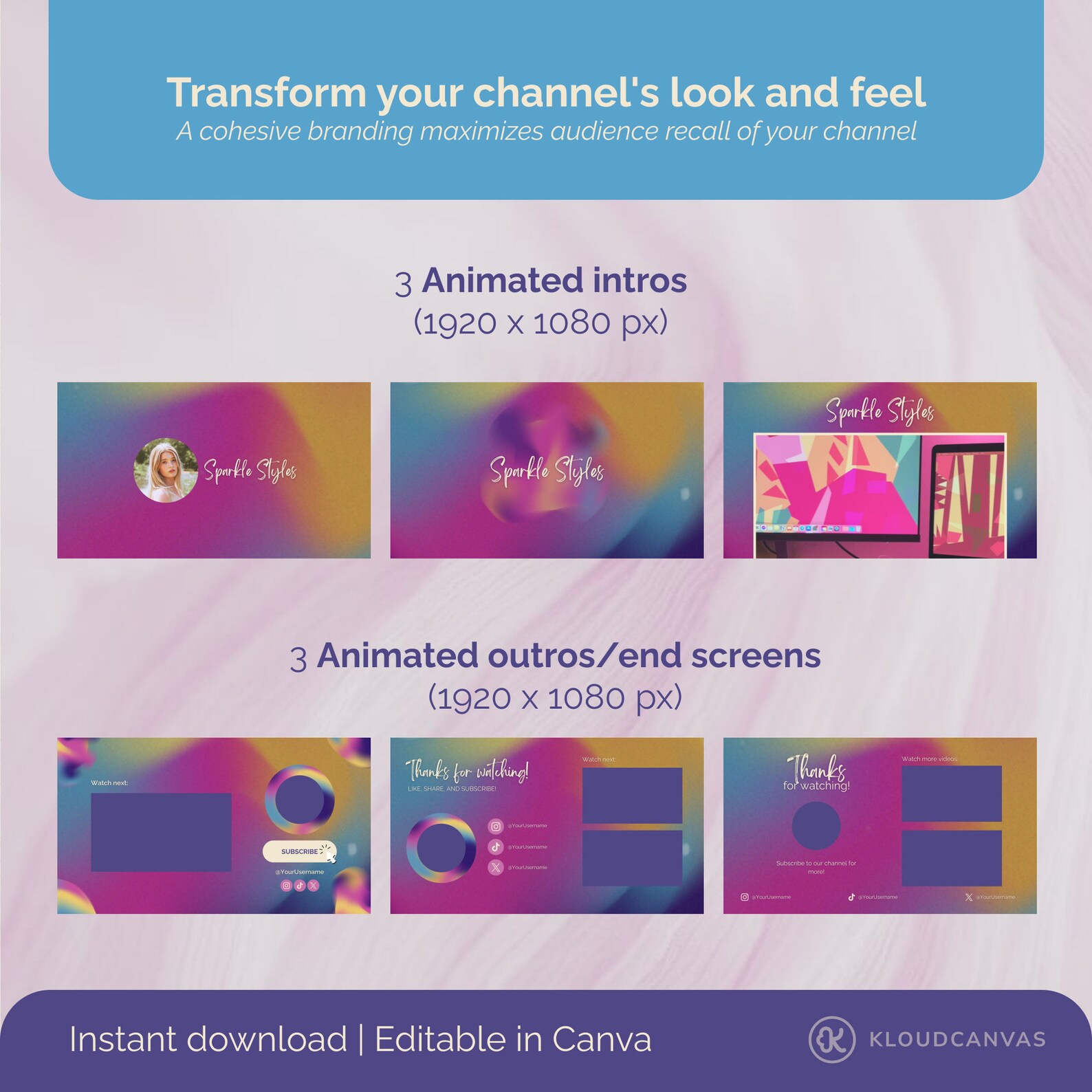 Youtube Branding Kit Minimal Gradient in Playful Colors, Brand Kit for ...
