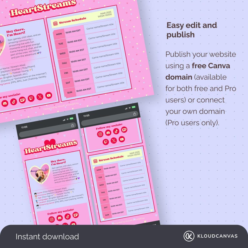 Canva Website Template, Content Creator & Twitch Gaming Streamer, 1 ...
