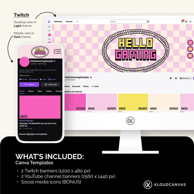 Twitch Banner, Youtube Banner Template, Custom Channel Banner, DIY ...