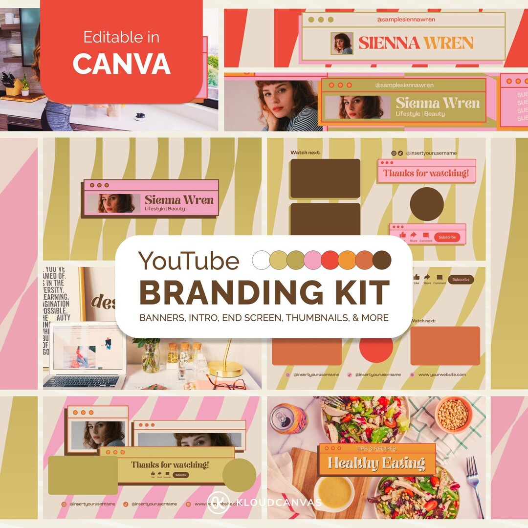 Youtube Branding Kit Aesthetic, Brand Kit for Content Creator, Youtube ...