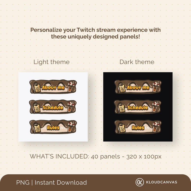40 Twitch Panels, Sweet Chocolate Cafe Theme, Kawaii Twitch Panels ...