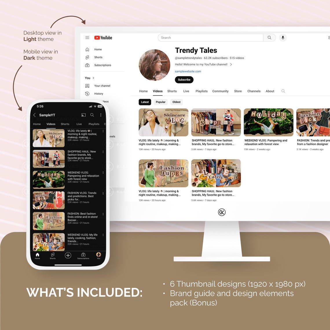 Youtube Thumbnail Template Paper Cutout, Branding Kit for Content ...