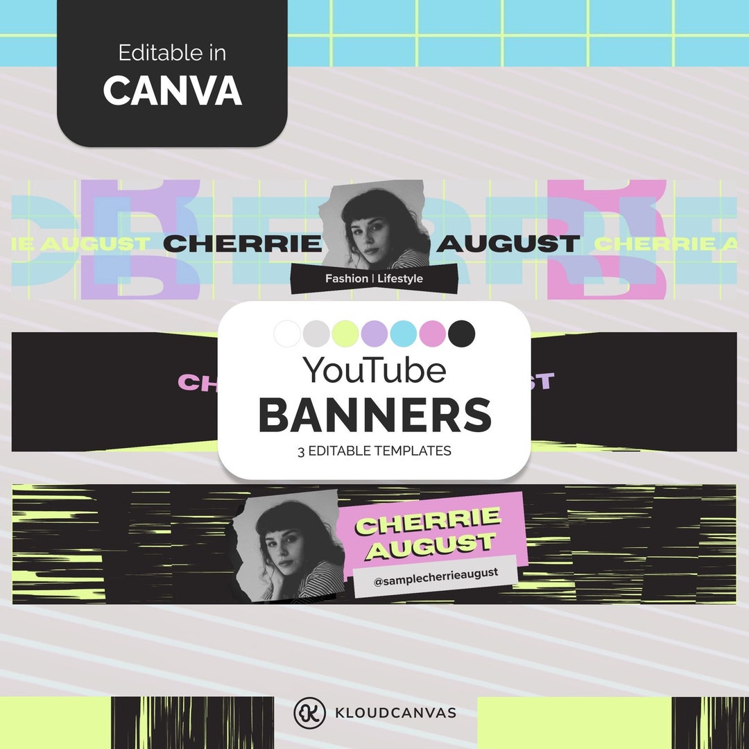 Youtube Banner Template, Branding Kit for Content Creator, Editable in ...