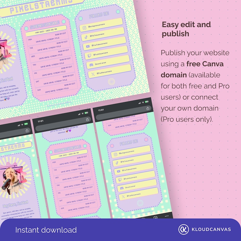 Canva Website Template, Content Creator & Twitch Gaming Streamer, 1 ...