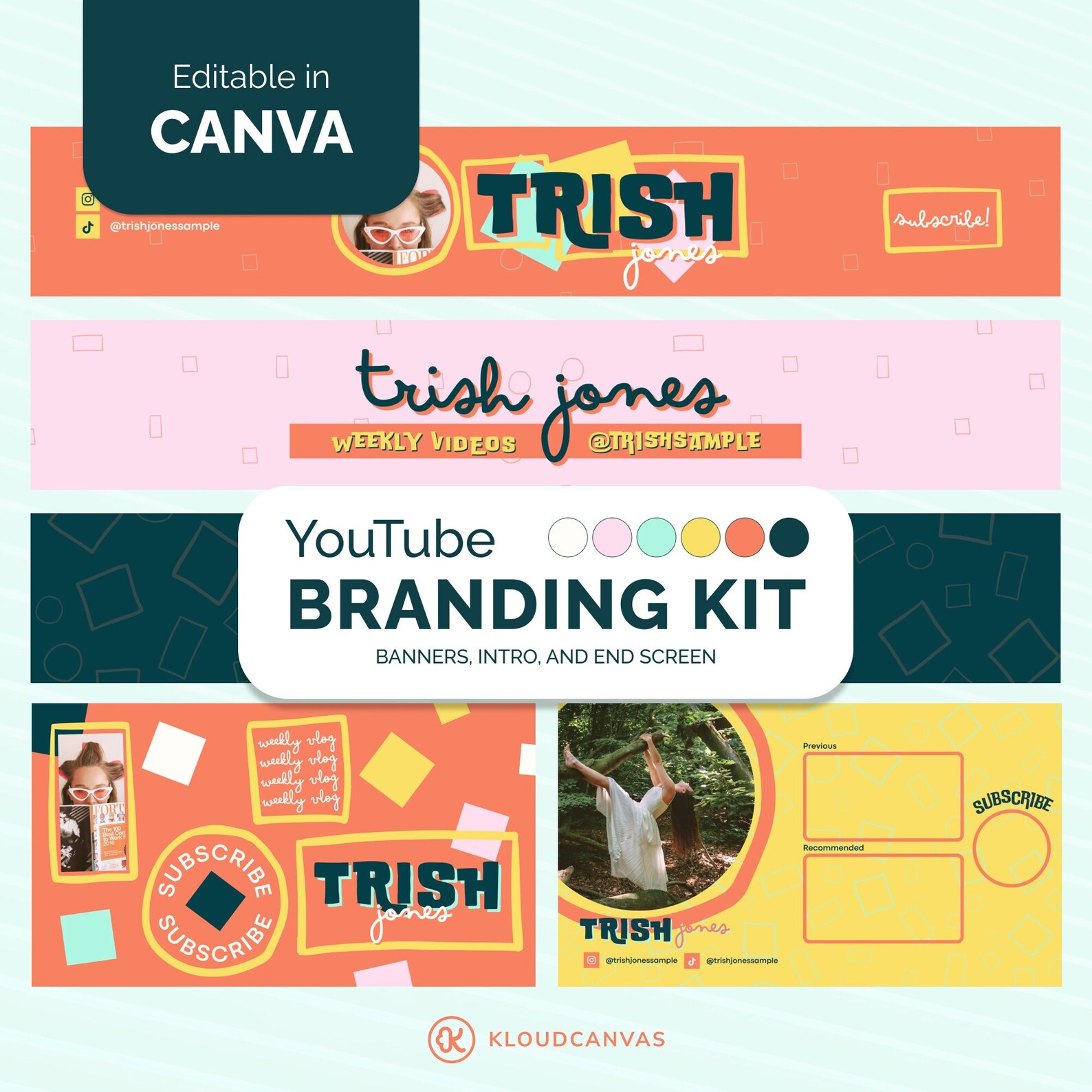 Youtube Branding Kit Abstract, Brand Kit for Content Creator, YT Banner ...