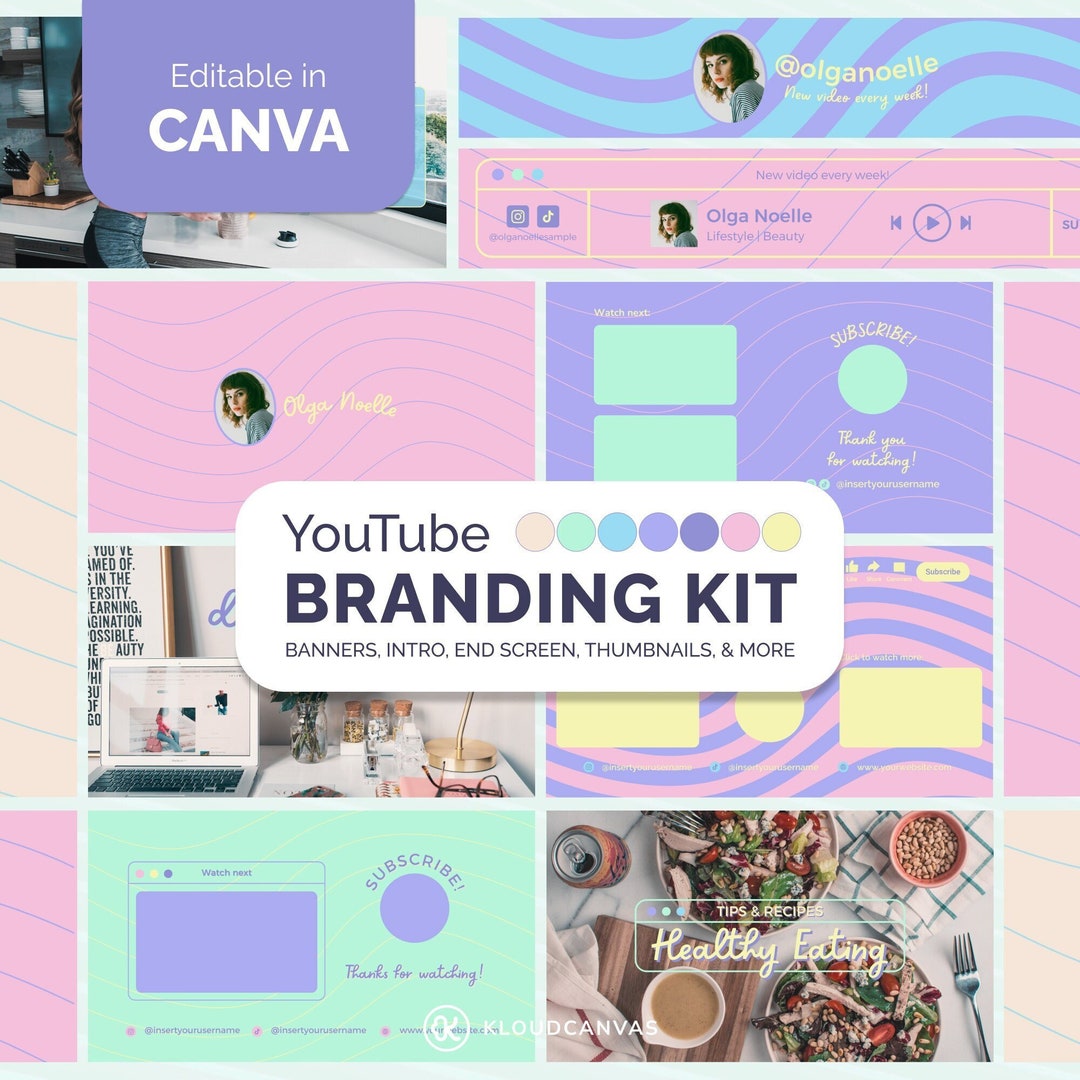Youtube Branding Kit Cute, Brand Kit for Content Creator, Youtube ...