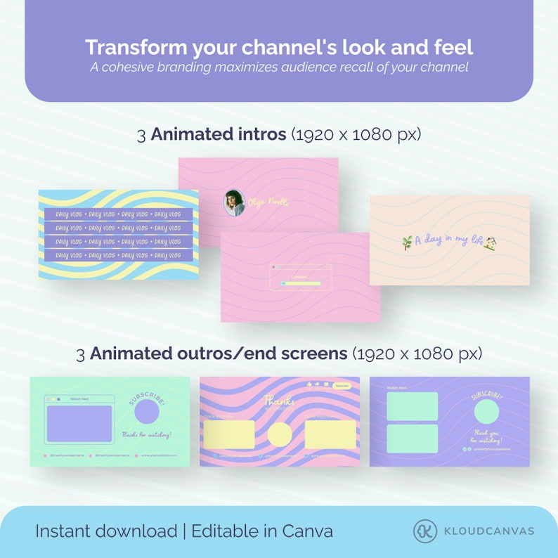 Youtube Branding Kit Cute, Brand Kit for Content Creator, Youtube ...