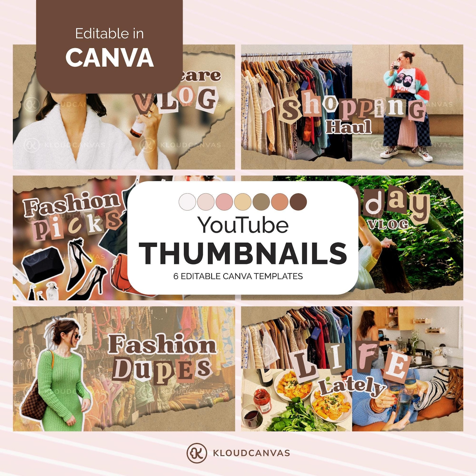Youtube Thumbnail Template Paper Cutout, Branding Kit for Content ...