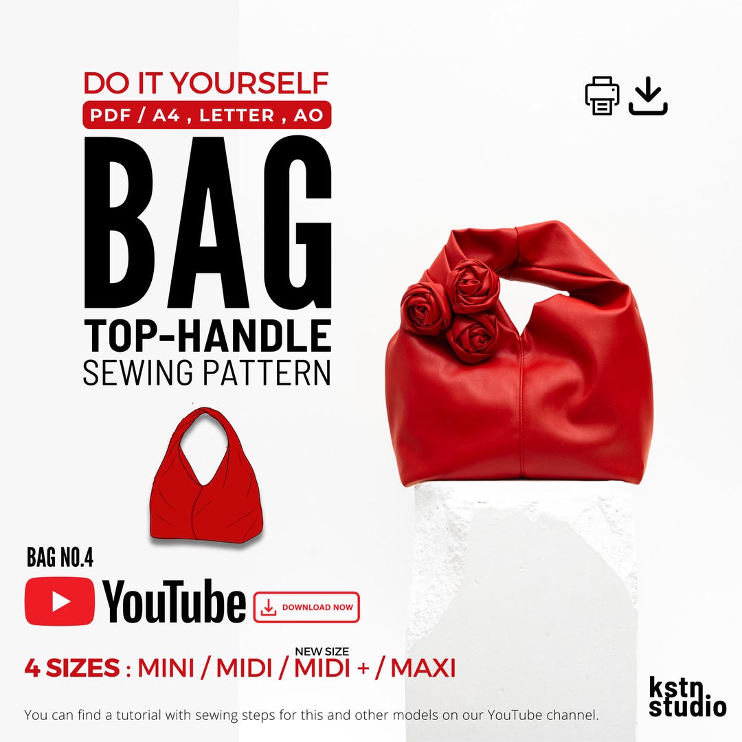 Hobo Bag 4 Sizes Sewing Pattern PDF - Lined Bag With Magnetic Snap ...