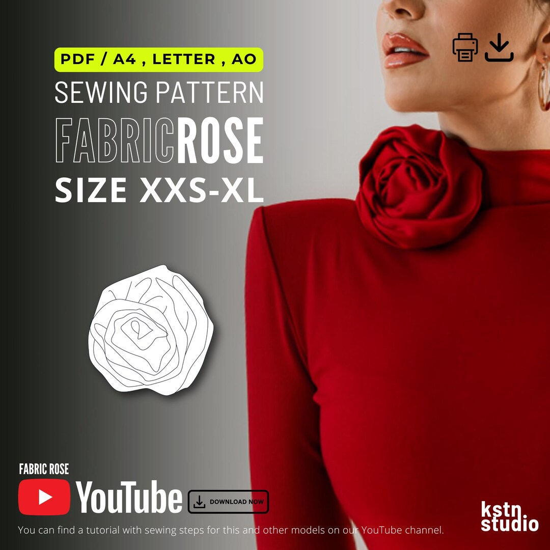 Fabric Rose Sewing Pattern: Digital PDF & Video Tutorial for Choker ...