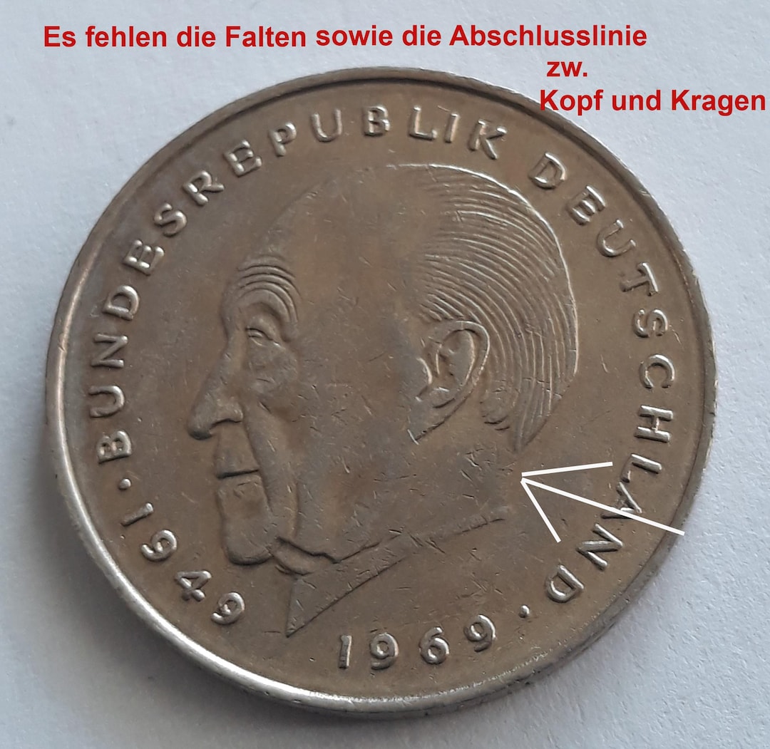 2 DM Coin 1980 D Konrad Adenauer Rare Misprint - Etsy