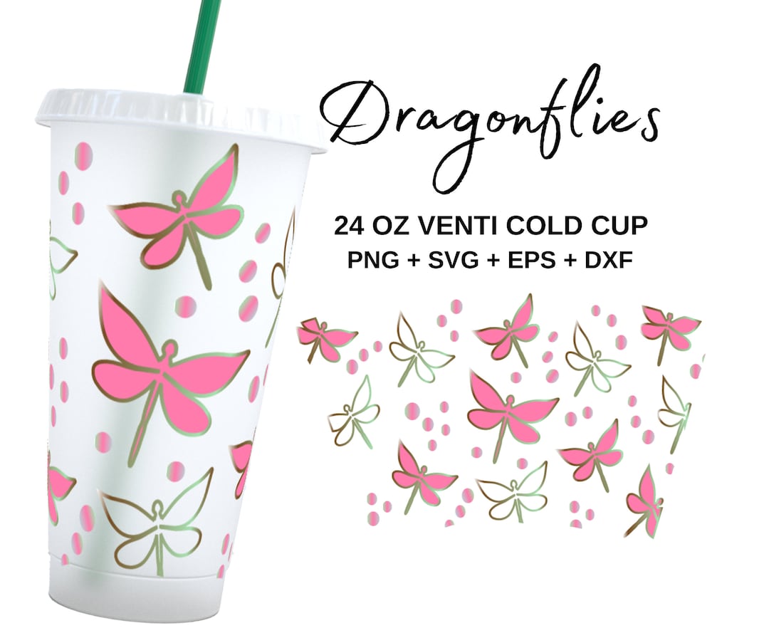 Libélulas SVG Lata de vidrio de 16 oz svg, Libbey Glass Can Wrap ...