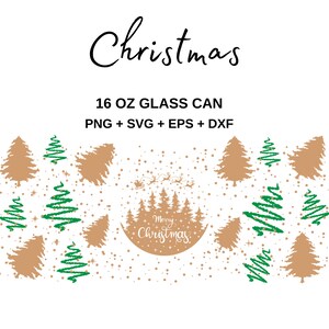 Merry Christmas - 16oz Glass Can Svg, Libbey Glass Can Wrap, Svg Files ...