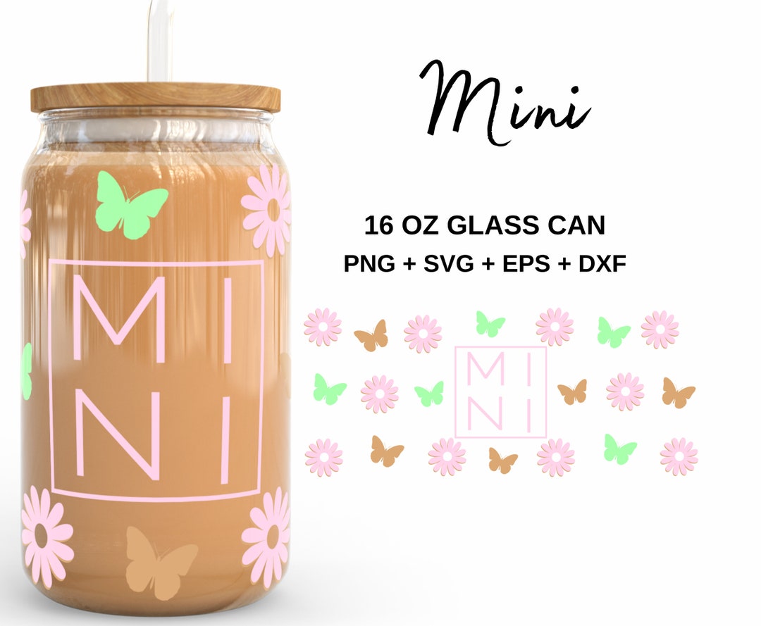 Mini- 16oz Glass Can Svg, Libbey Glass Can Wrap, Svg Files for Cricut ...