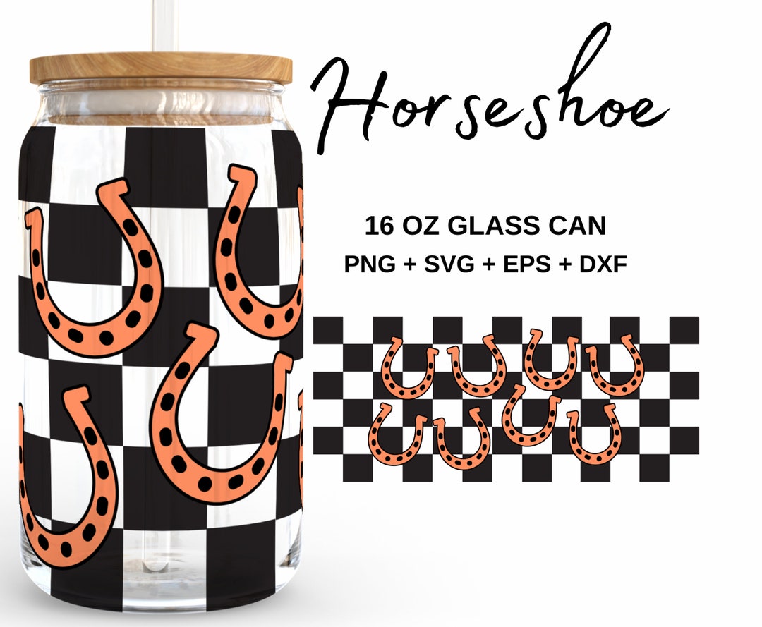 Horseshoe - 16oz Glass Can Svg, Libbey Glass Can Wrap, Svg Files for ...