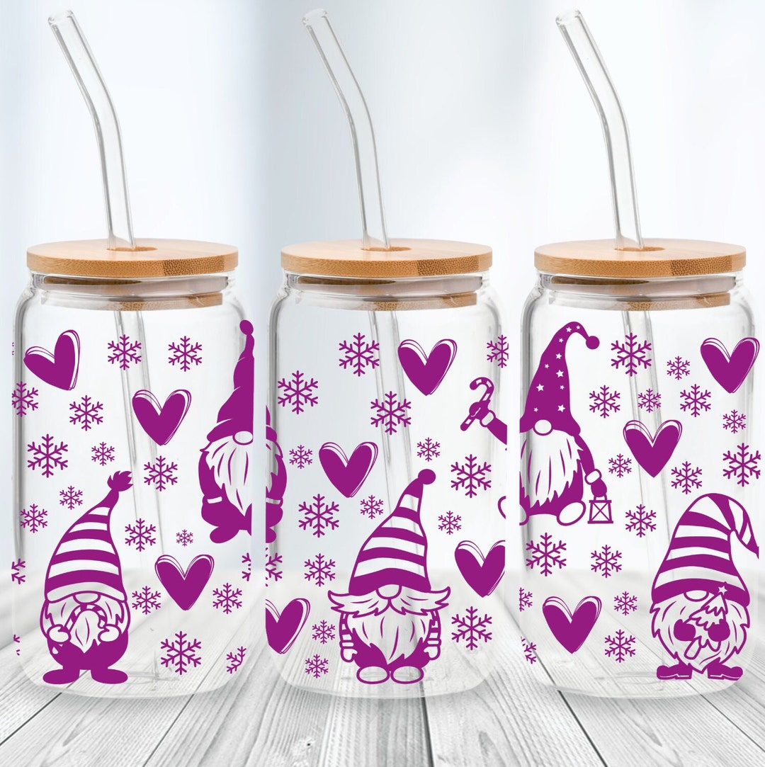 Gnome - 16oz Glass Can Svg, Libbey Glass Can Wrap, Svg Files for Cricut ...