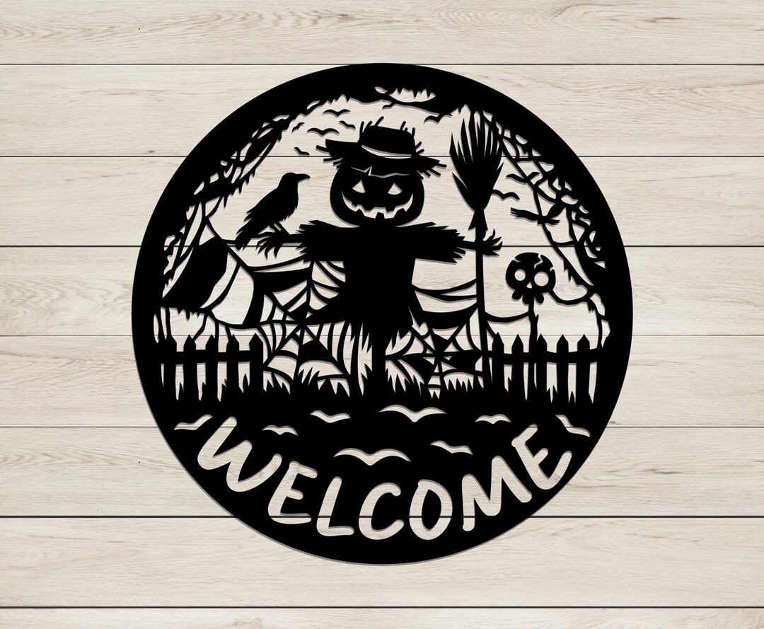 Halloween Welcome Door Sign Svg, Happy Halloween Hanger Svg, Halloween ...
