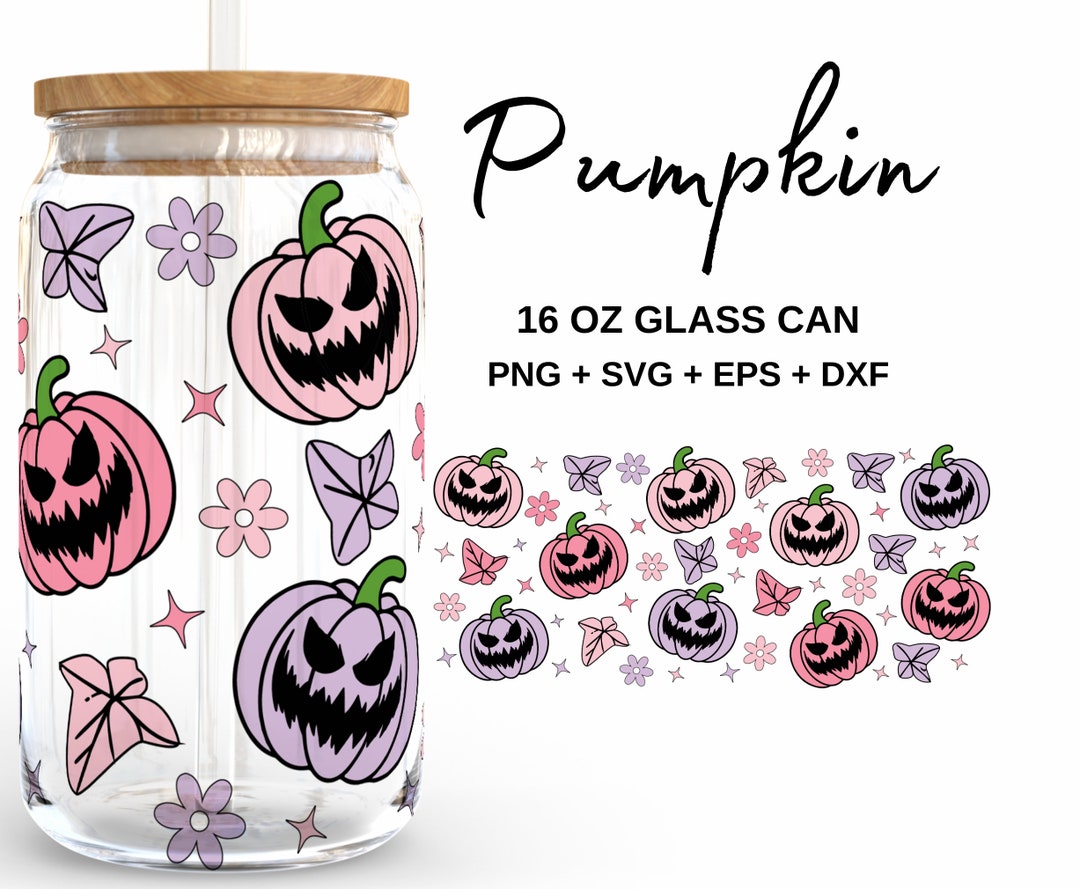Cute Pumpkin - 16oz Glass Can Svg, Libbey Glass Can Wrap, Svg Files for ...
