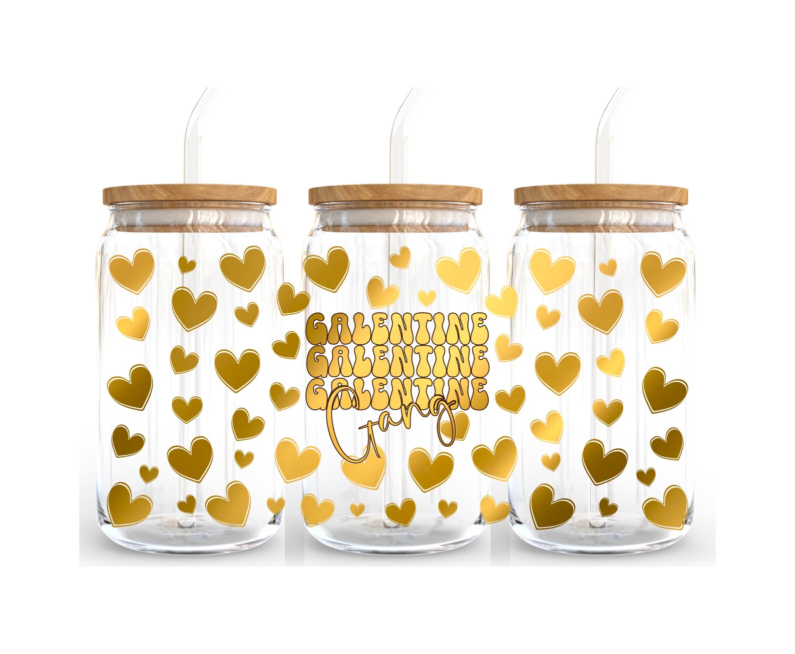 Galentine Gang 16oz Glass Can Svg, Libbey Glass Can Wrap, Svg Files for ...