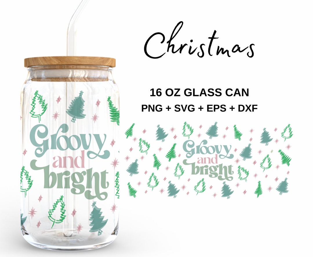 Groovy and Bright - 16oz Glass Can Svg, Libbey Glass Can Wrap, Svg ...